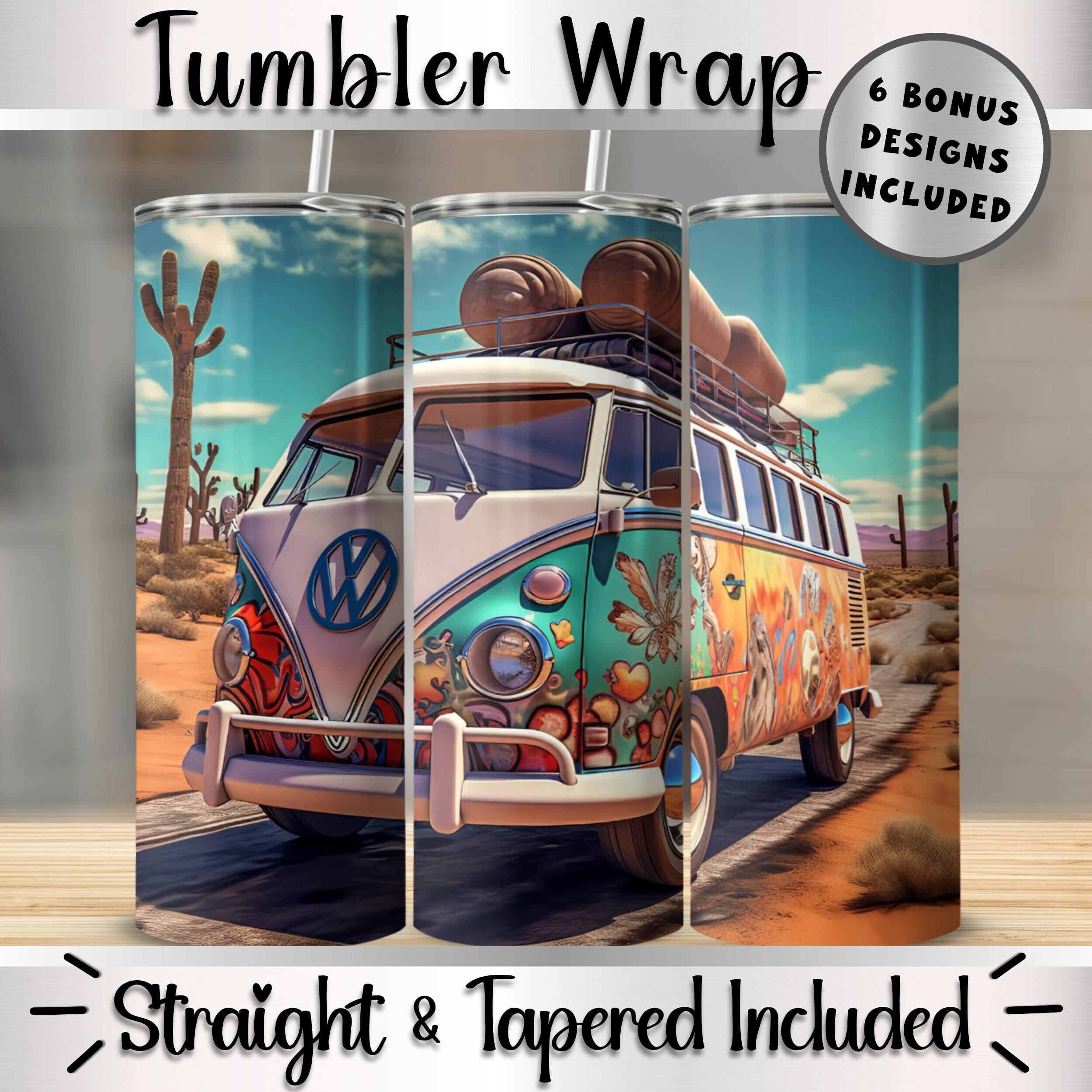 VW Bus Tumbler Wrap 20 Oz Skinny Straight & Tapered Tumbler Sublimation ...