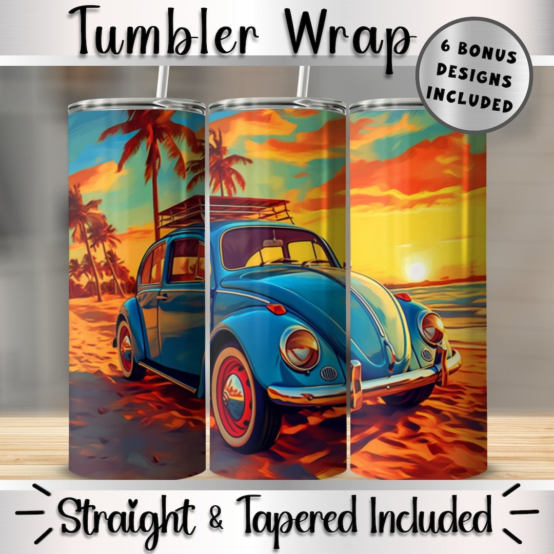 VW Bug Beach Sunsettumbler Wrap 20 Oz Skinny Straight & Tapered Tumbler ...