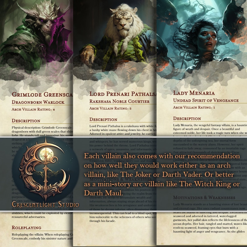 D&D Fantasy Villains and Enemies (101) Ebook (PDF) Perfect for Dnd or ...