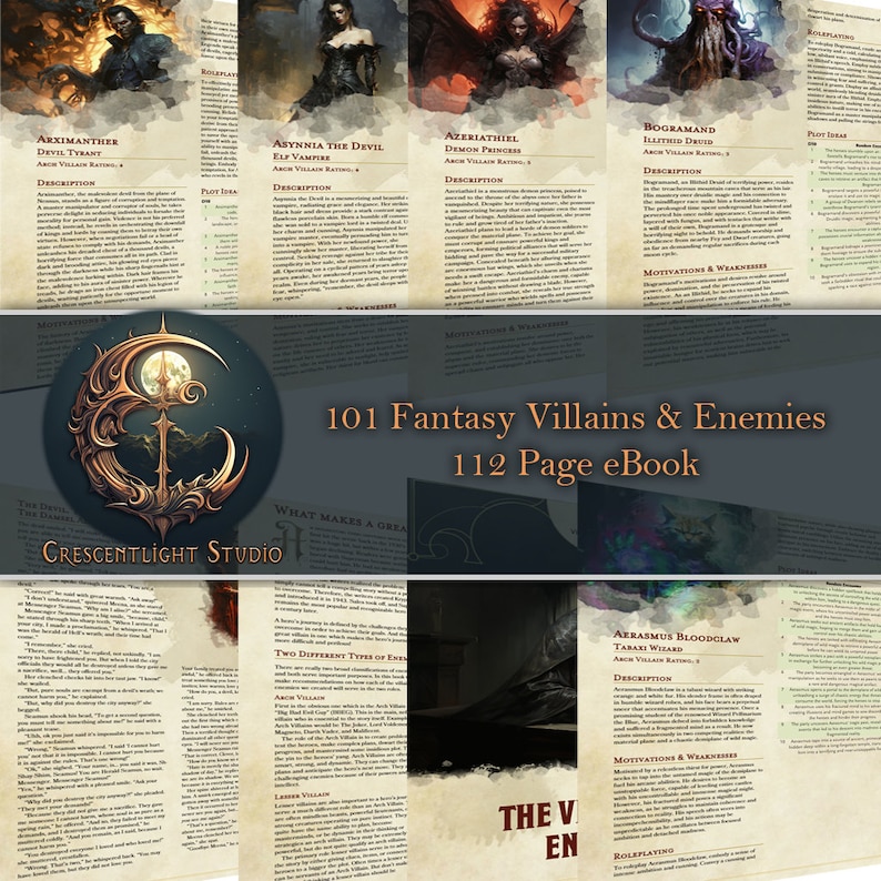 D&D Fantasy Villains and Enemies (101) Ebook (PDF) Perfect for Dnd or ...
