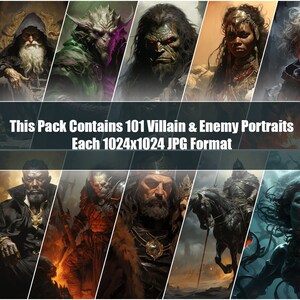 Dnd Villains, Enemies 101 NPC Portrait Pack. Perfect for Dungeons and ...