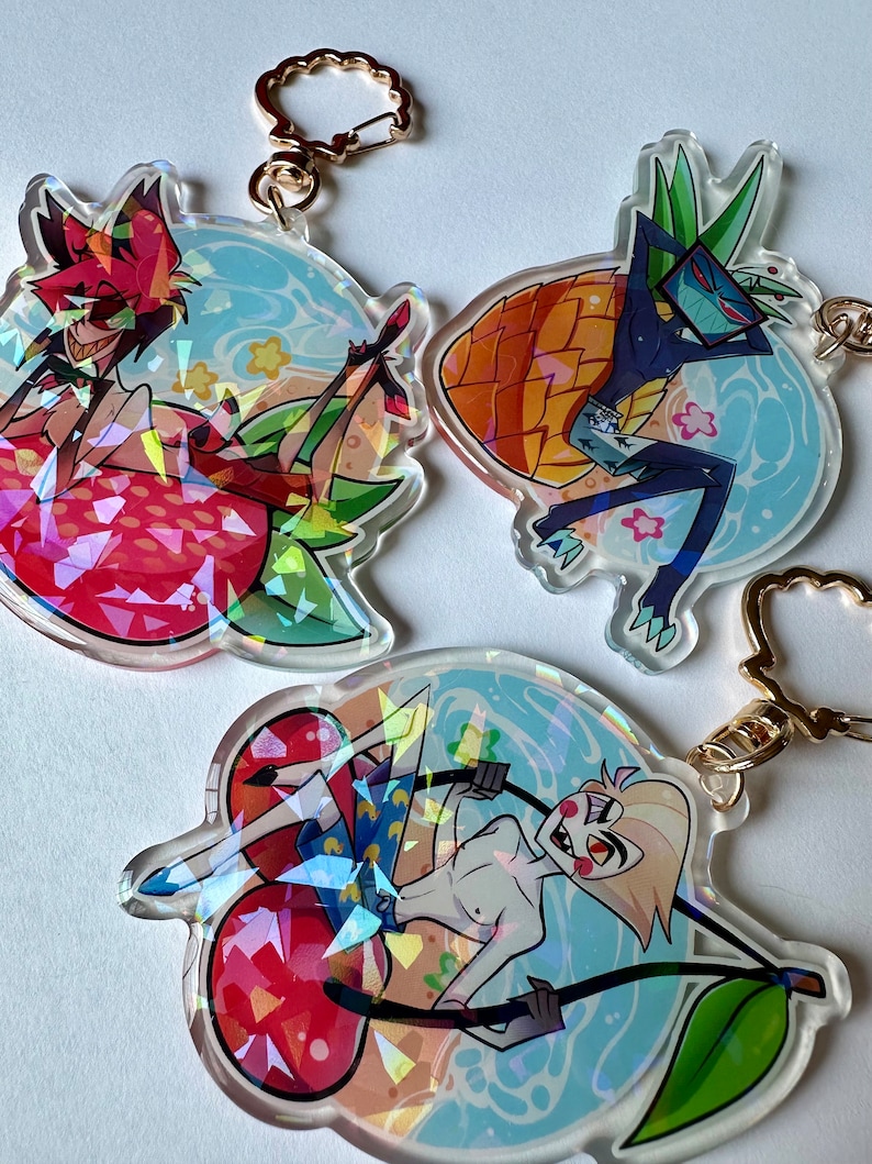 Hazbin Hotel Summer Keychain Vox Alastor and Lucifer - Etsy