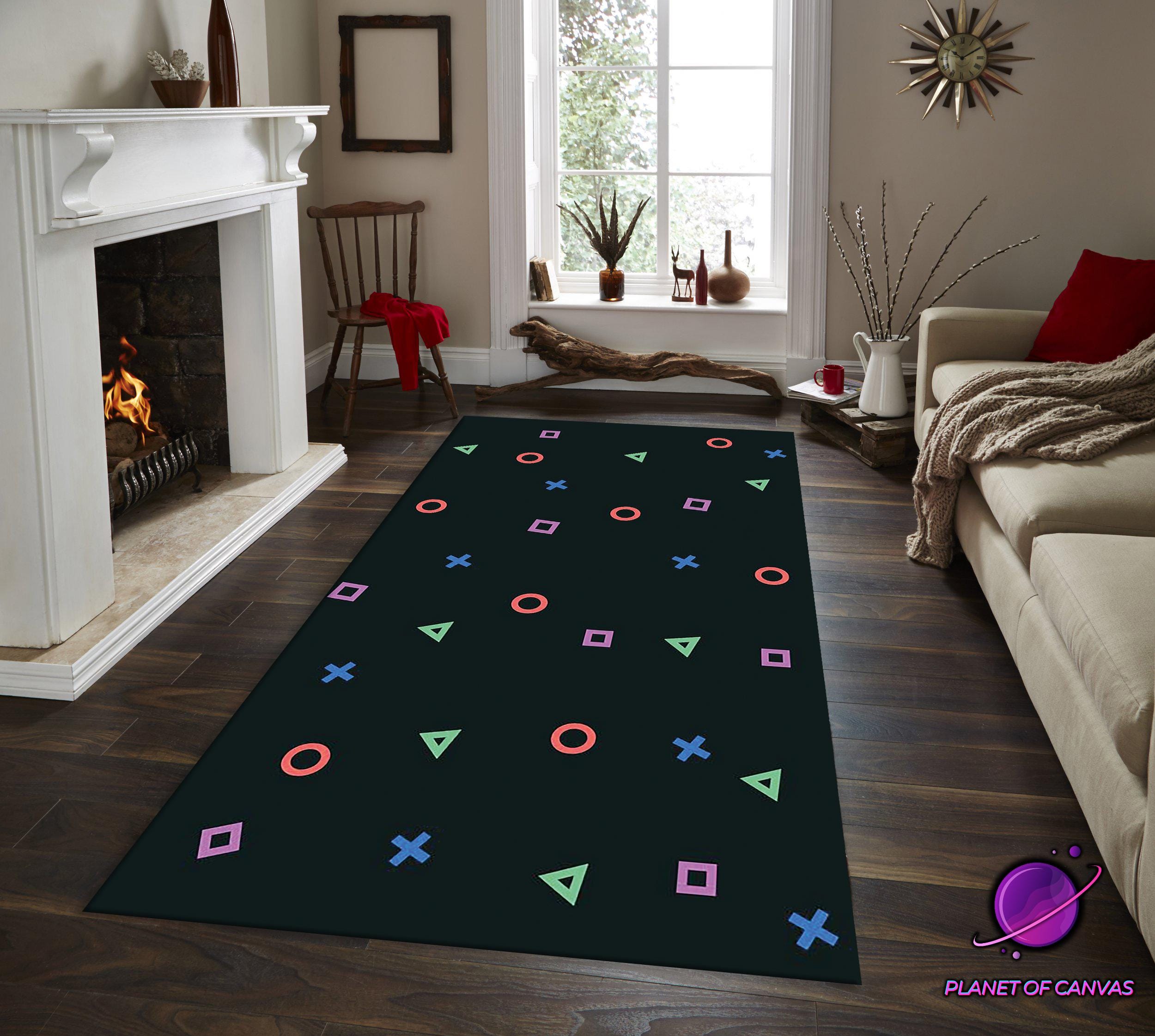 Playstation Symbols Rug, Gamer Room Decor Carpet, Retro Gaming Floor ...