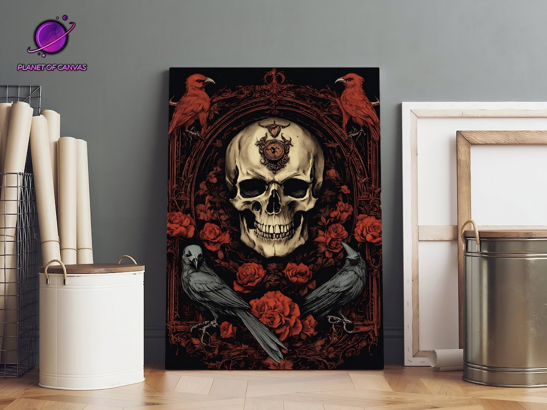Skull Wall Art Canvas, Dark Surreal Canvas, Artistic Goth Canvas ...