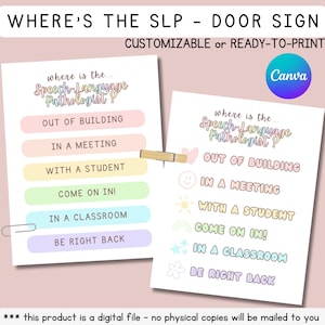 Speech-language Pathologist Office Door Sign | Editable Where is the ...