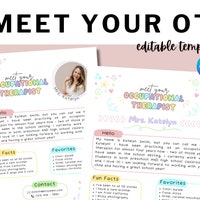 Meet the School Occupational Therapist Letter Printable Back to School ...