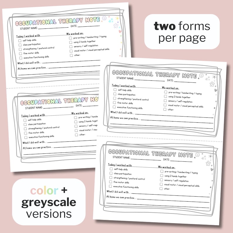 Occupational Therapy Update Note | OT Parent Family Communication ...