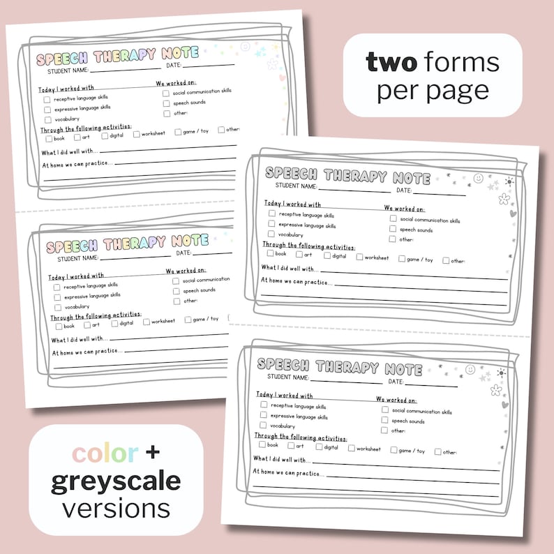 Speech Therapy Note for Parent Communication | Today in Speech Therapy ...