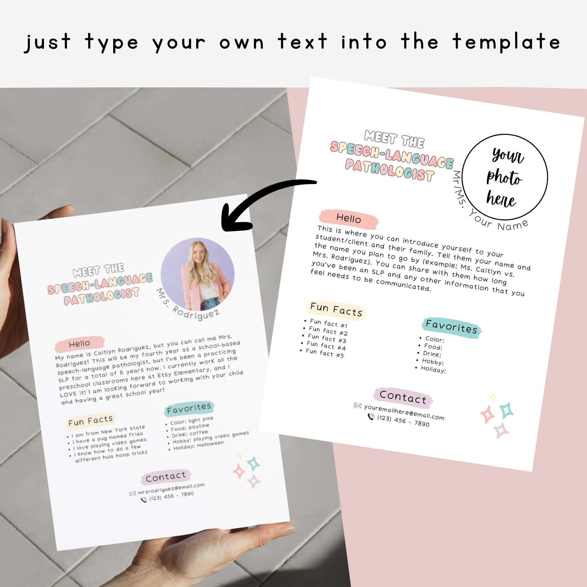 Meet the Speech-language Pathologist / SLP Editable Canva Template Back ...