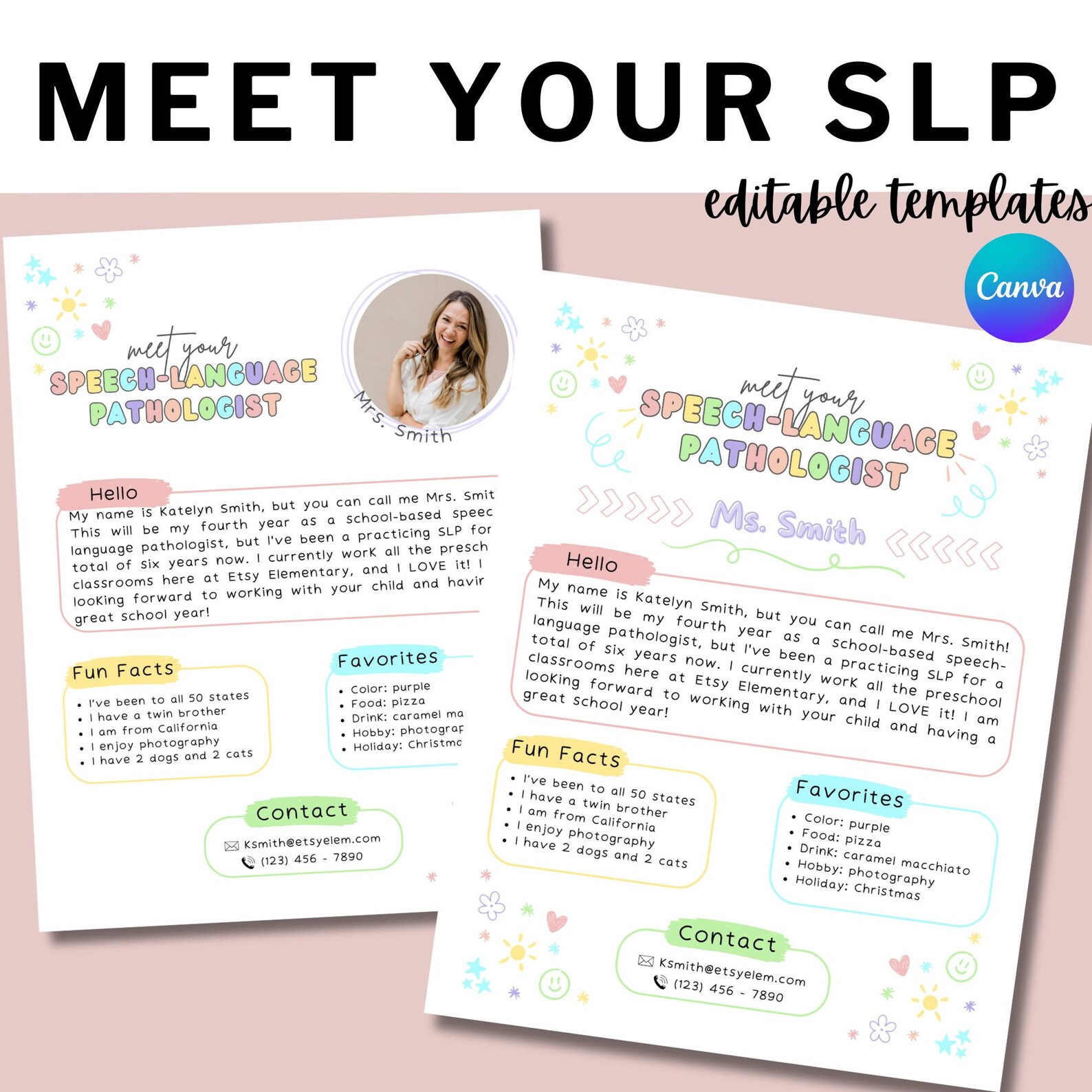 Meet the Speech-language Pathologist / SLP Editable Canva Template ...