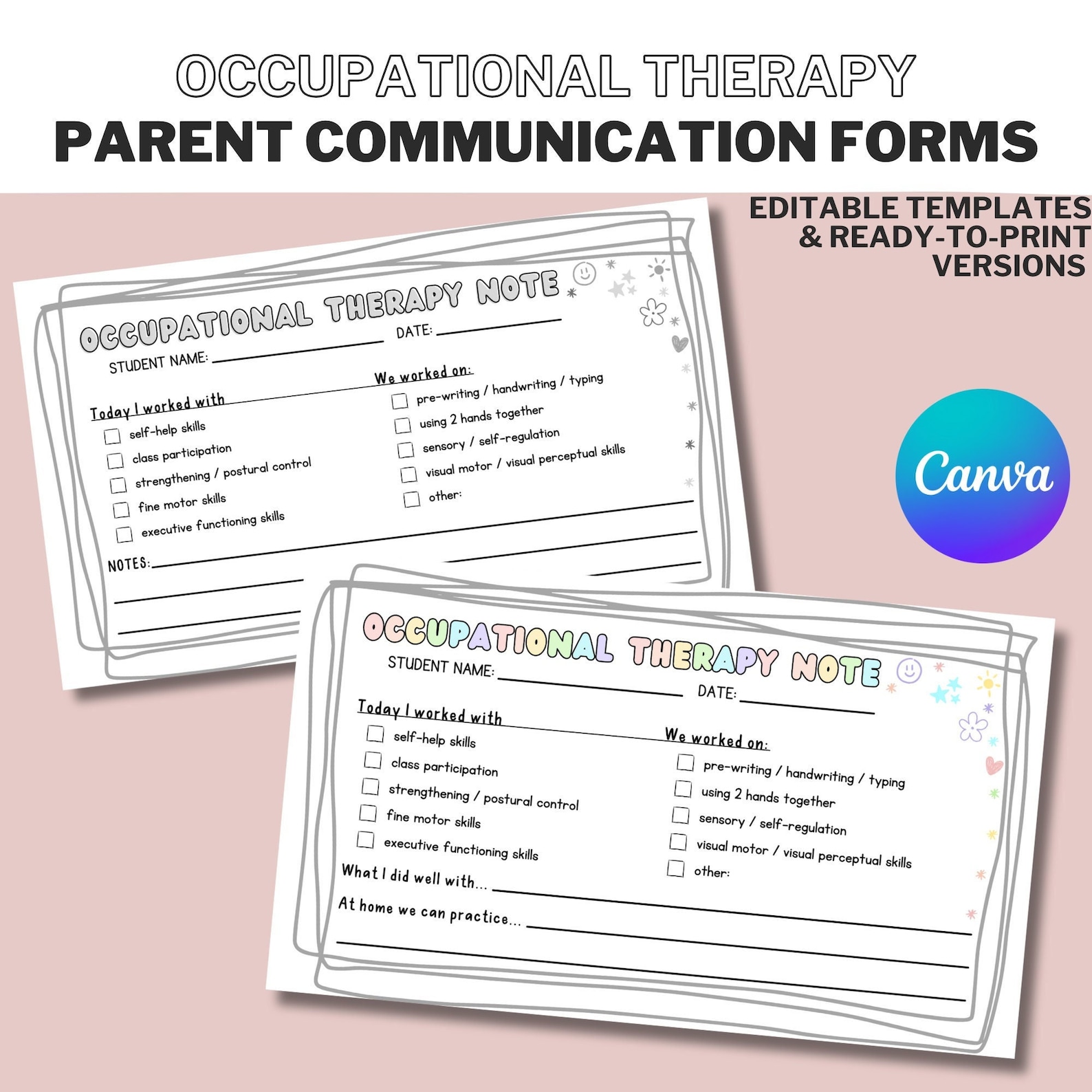 Occupational Therapy Update Note | OT Parent Family Communication ...