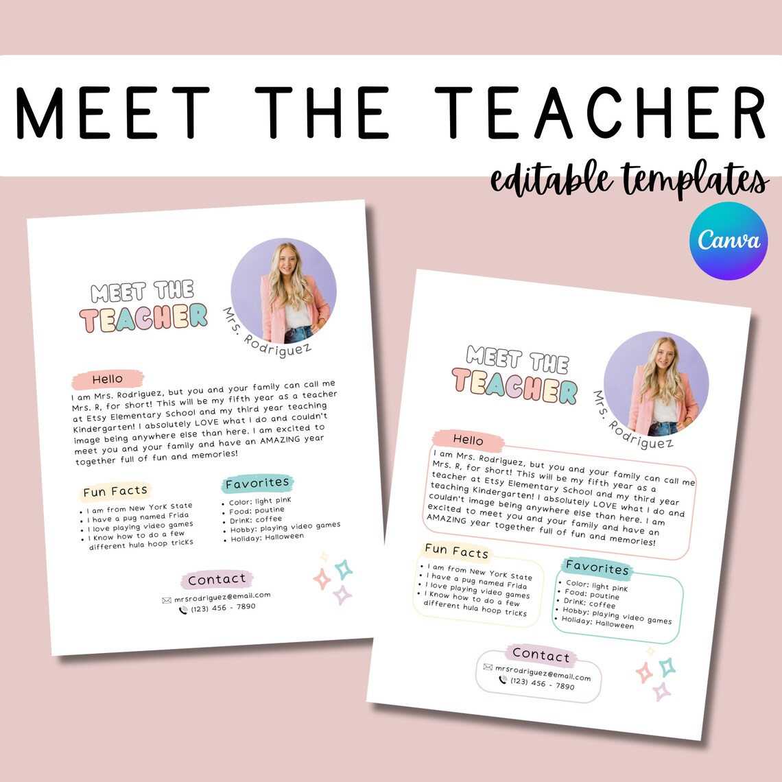 Meet the Teacher Editable Canva Template Back to School - Etsy Canada