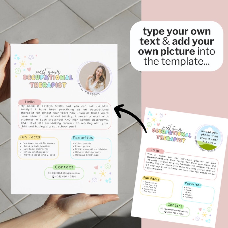 Meet the Occupational Therapist / OT Editable Canva Template | Back to ...