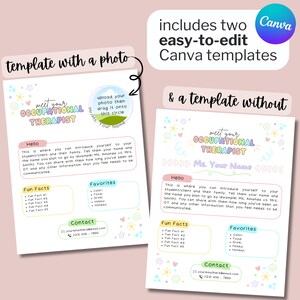 Meet the Occupational Therapist / OT Editable Canva Template | Back to ...