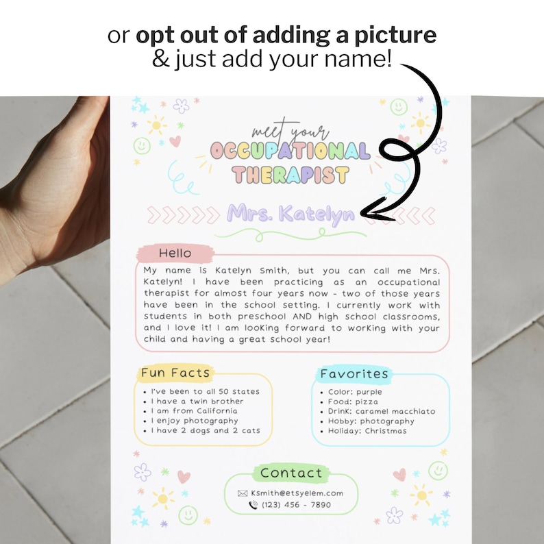 Meet the Occupational Therapist / OT Editable Canva Template | Back to ...