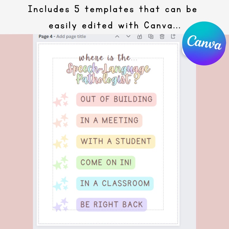 Speech-language Pathologist Office Door Sign | Editable Where is the ...