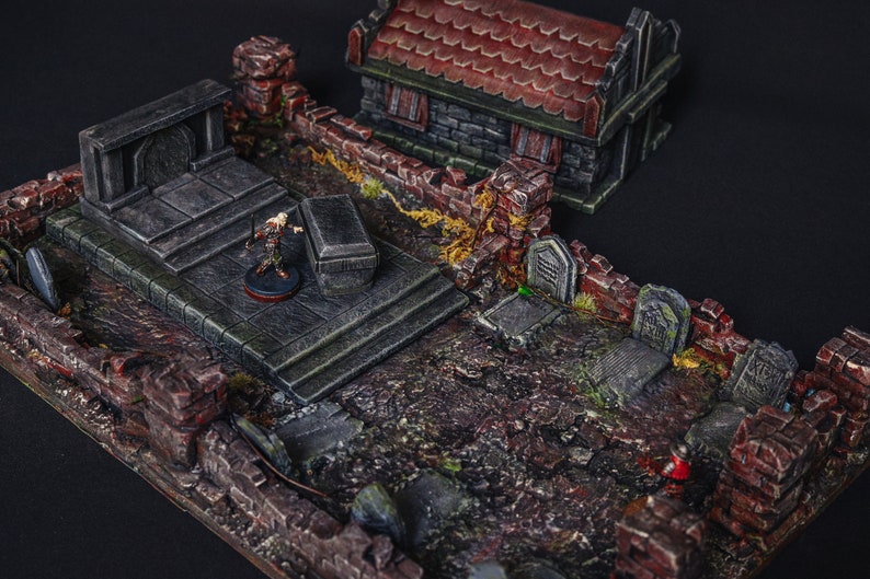 Modular Graveyard With Dark Mausoleum. Playable Interior, Sarcophagus ...