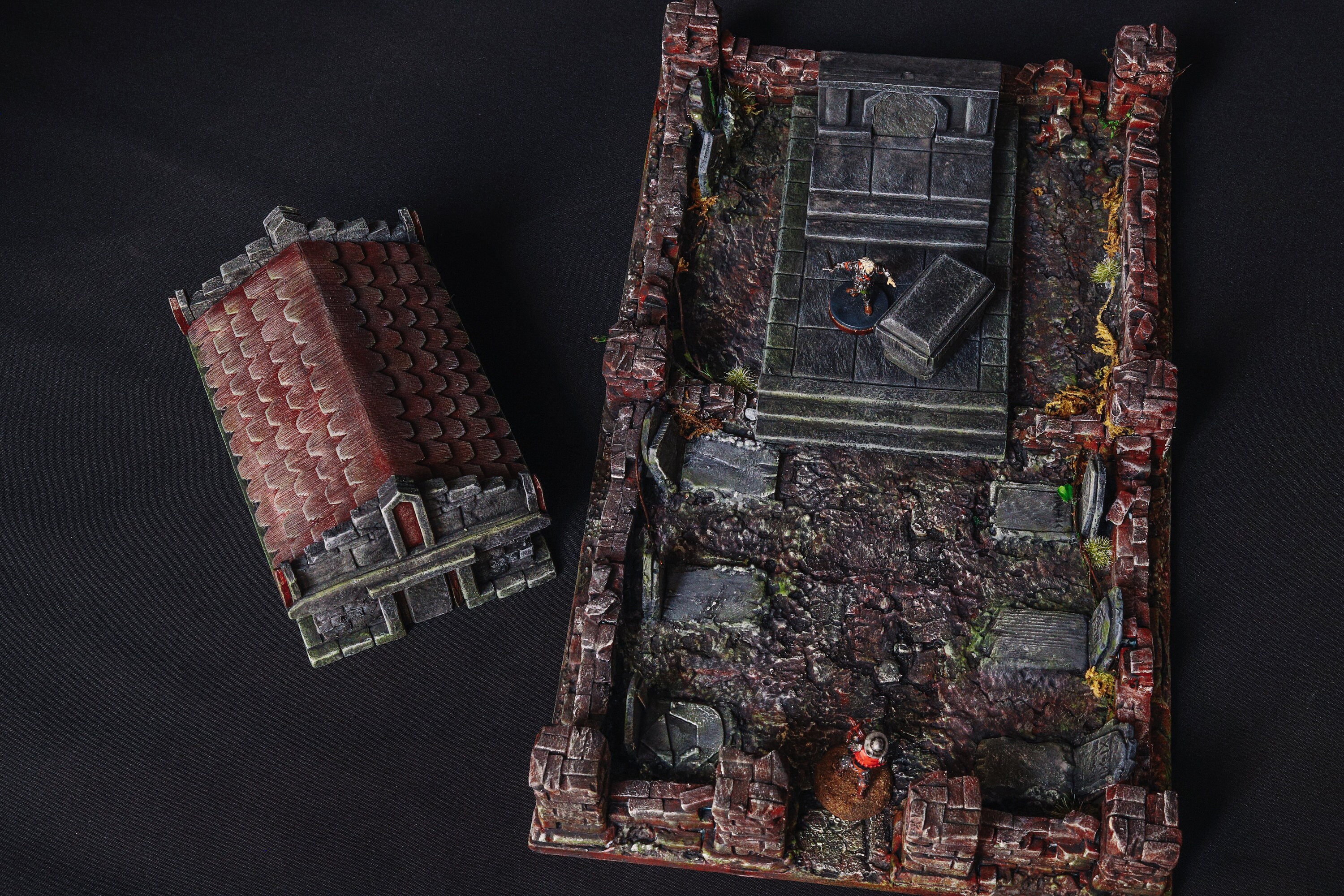 Modular Graveyard With Dark Mausoleum. Playable Interior, Sarcophagus ...
