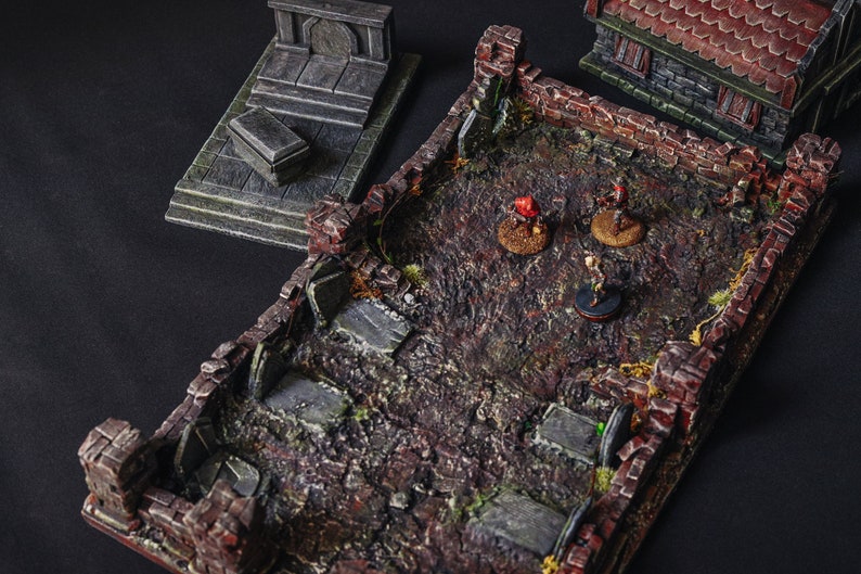 Modular Graveyard With Dark Mausoleum. Playable Interior, Sarcophagus ...