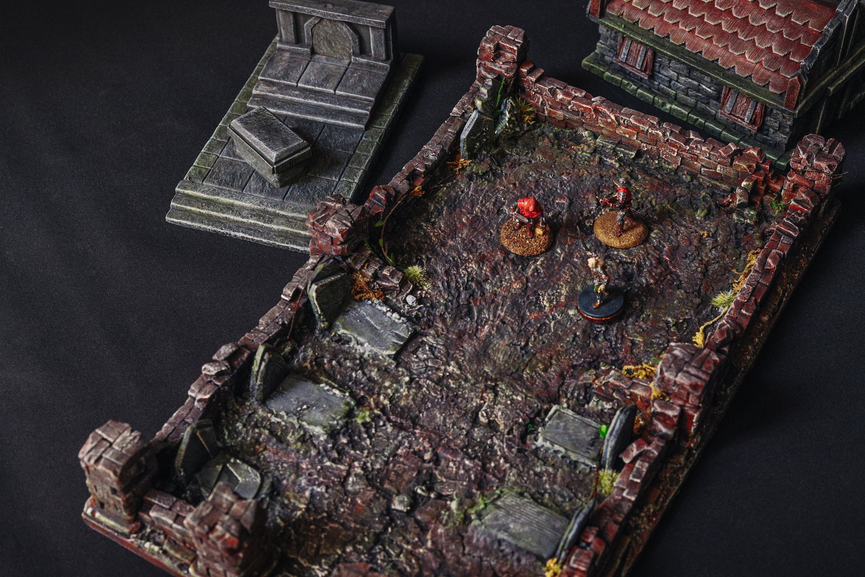 Modular Graveyard With Dark Mausoleum. Playable Interior, Sarcophagus ...