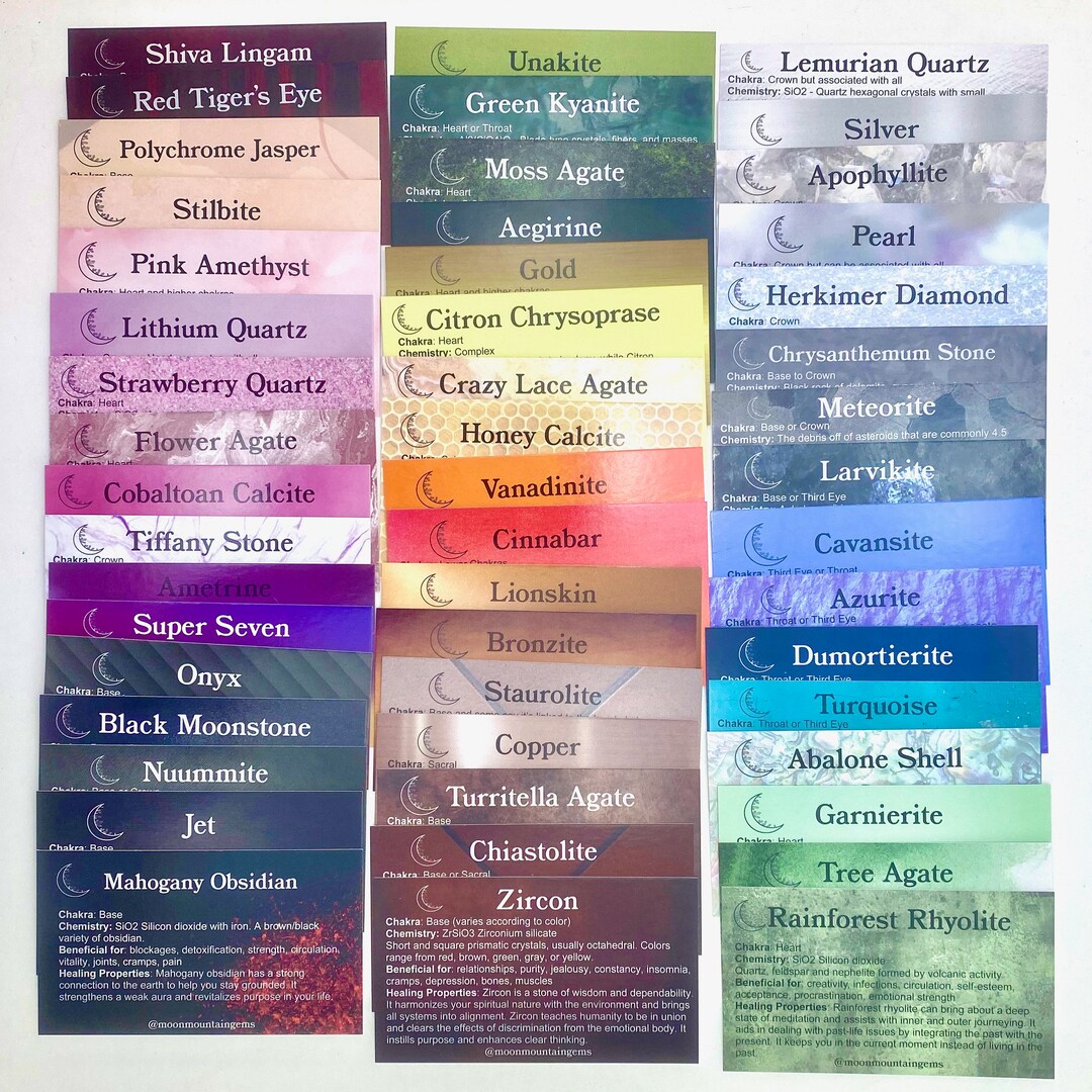 5pc Edition 3 Crystal Healing Deck, Crystal Information Cards, Crystal ...