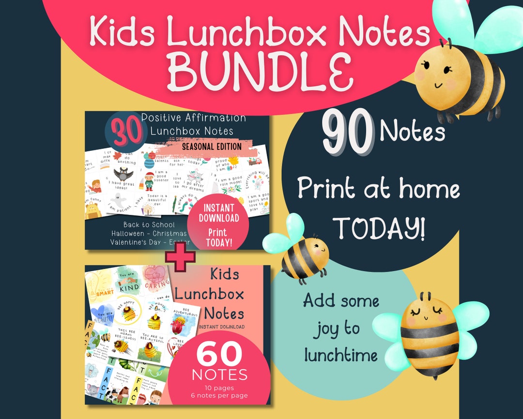 Printable Kids Lunchbox Notes, Lunchbox Notes Bundle, Kids Lunch Notes ...
