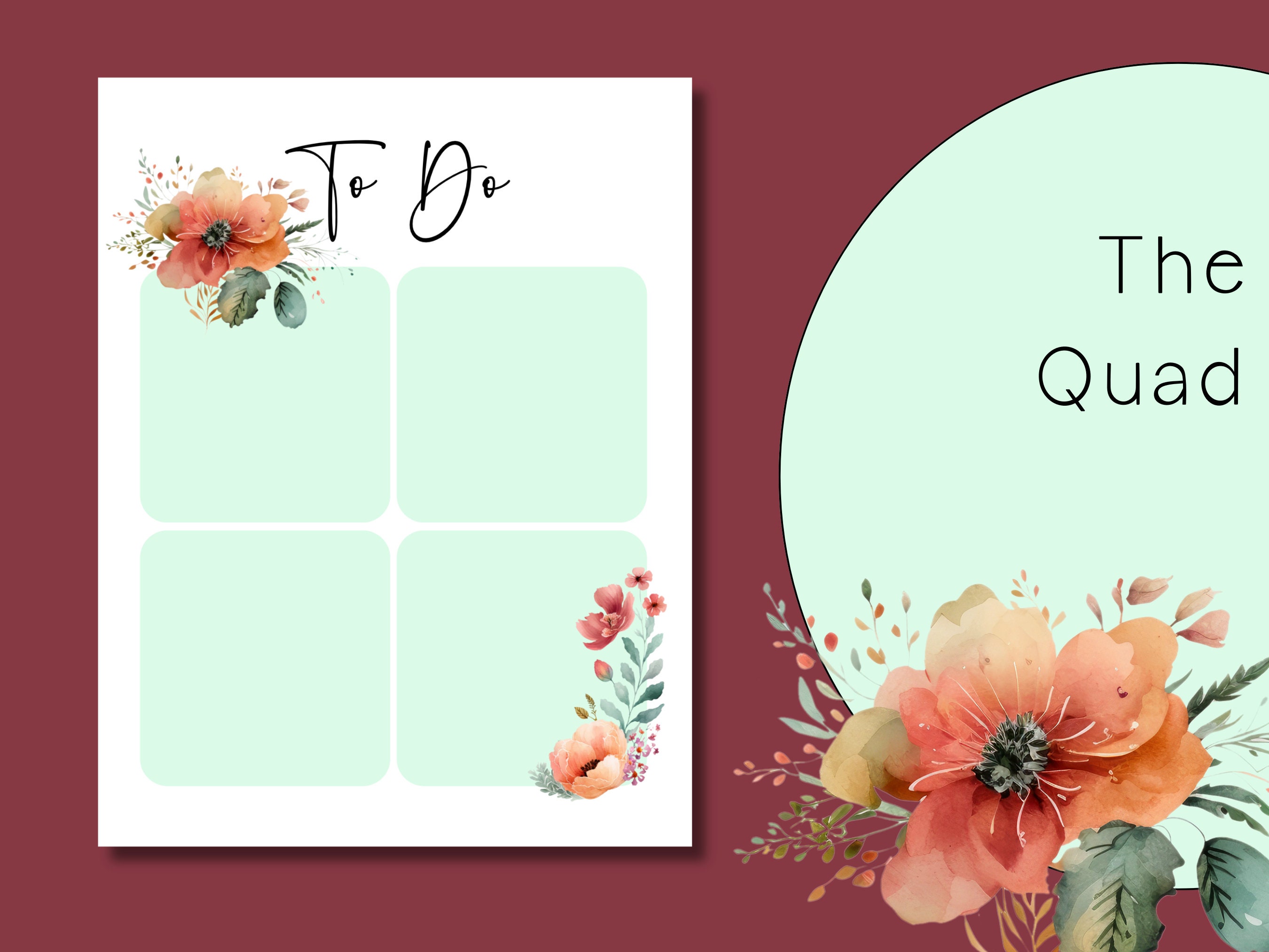 Floral to Do List, to Do List, Printable to Do List, Organization ...
