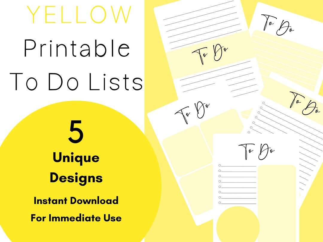 Yellow to Do List to Do List Printable to Do List - Etsy