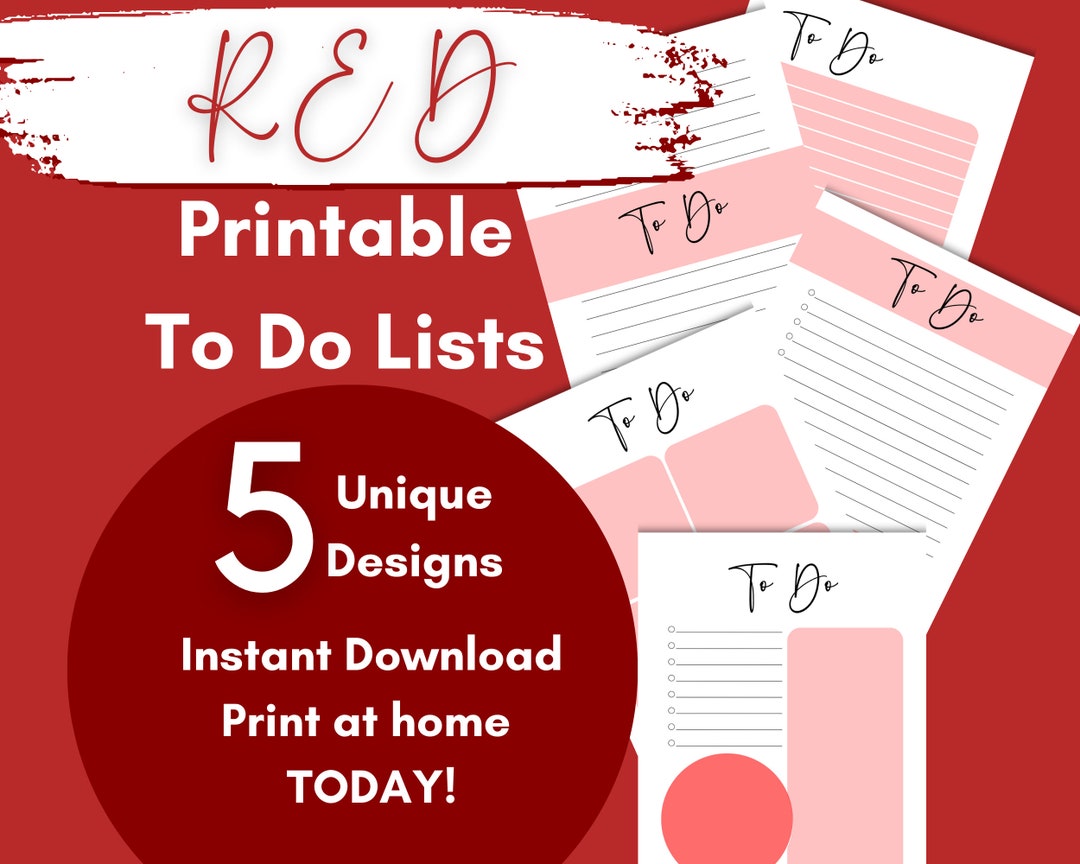 Red to Do List, to Do List, Printable to Do List, Organization ...