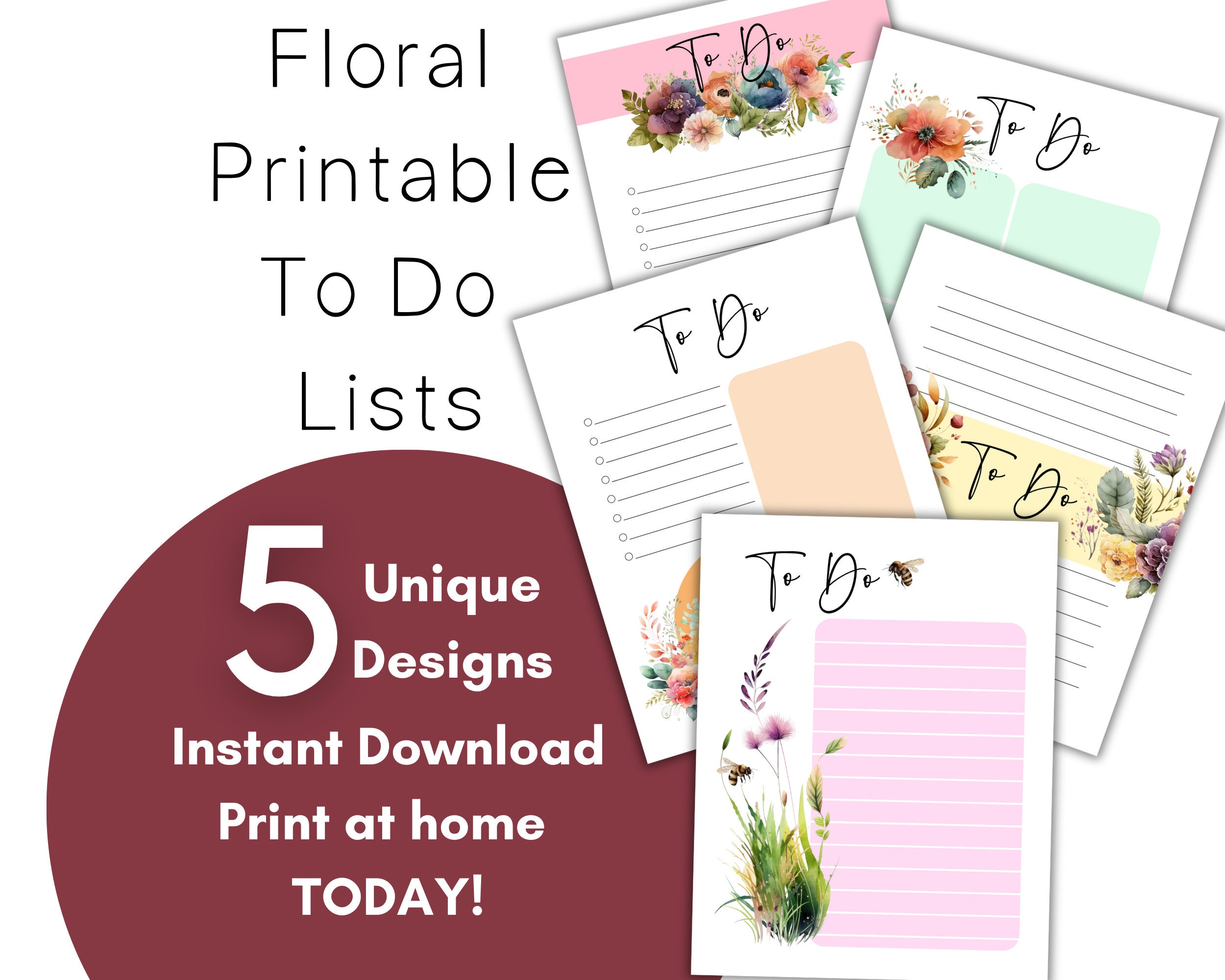 Floral to Do List, to Do List, Printable to Do List, Organization ...