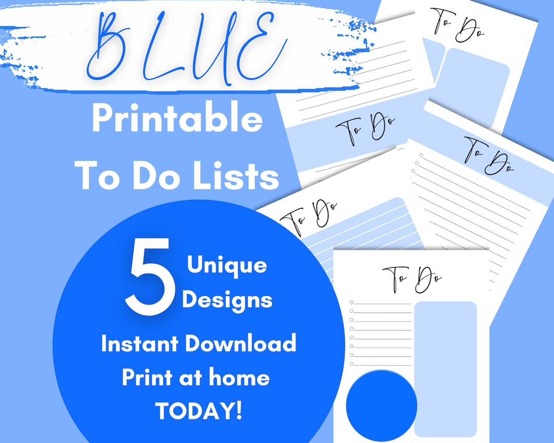 Blue to Do List, to Do List, Printable to Do List, Organization ...