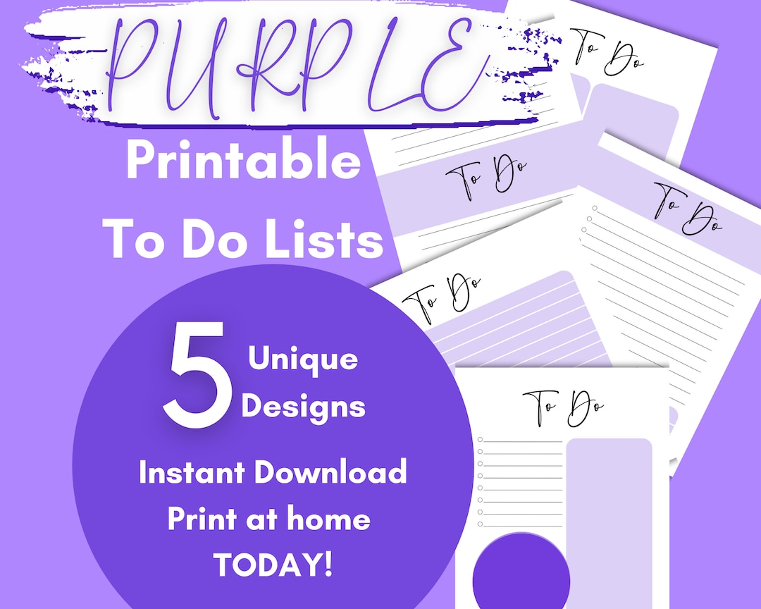 Purple to Do List, to Do List, Printable to Do List, Organization ...