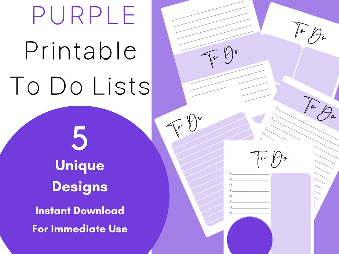 Purple to Do List to Do List Printable to Do List - Etsy