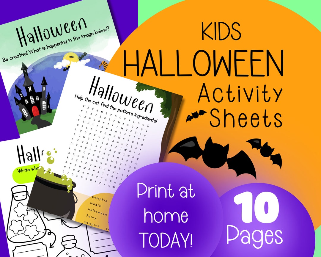 Kids Halloween Activity Sheets, Printable Worksheets, Kids Printable ...
