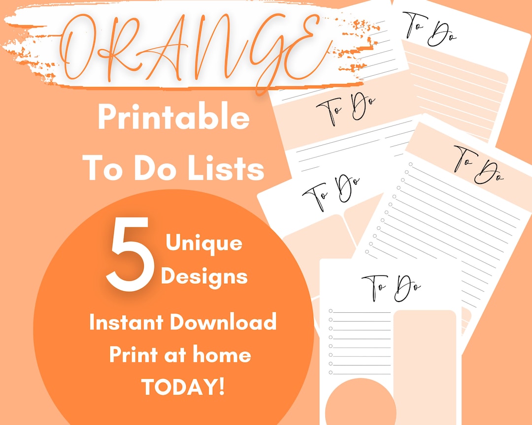 Orange to Do List, to Do List, Printable to Do List, Organization ...