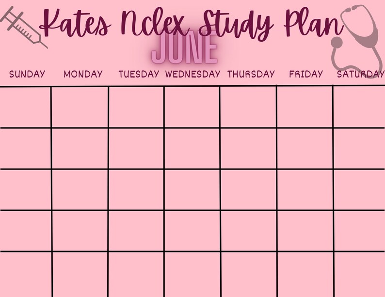 Nclex Study Calendar/ Editable Study Calendar/ 4 Months DIY Calendar ...