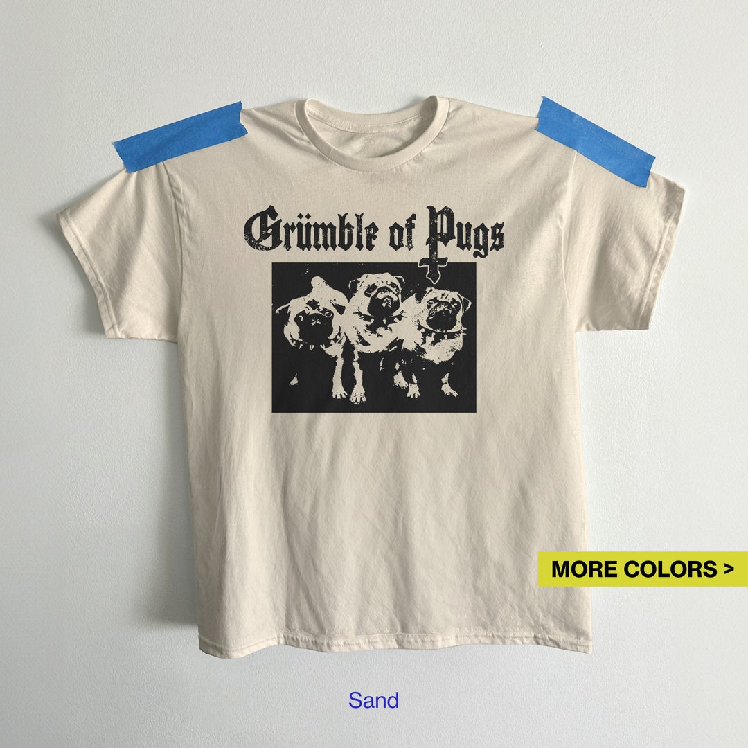 Grumble of Pugs Metal T-shirt, Pug Shirt Funny, Heavy Metal Pug Dog Tee ...