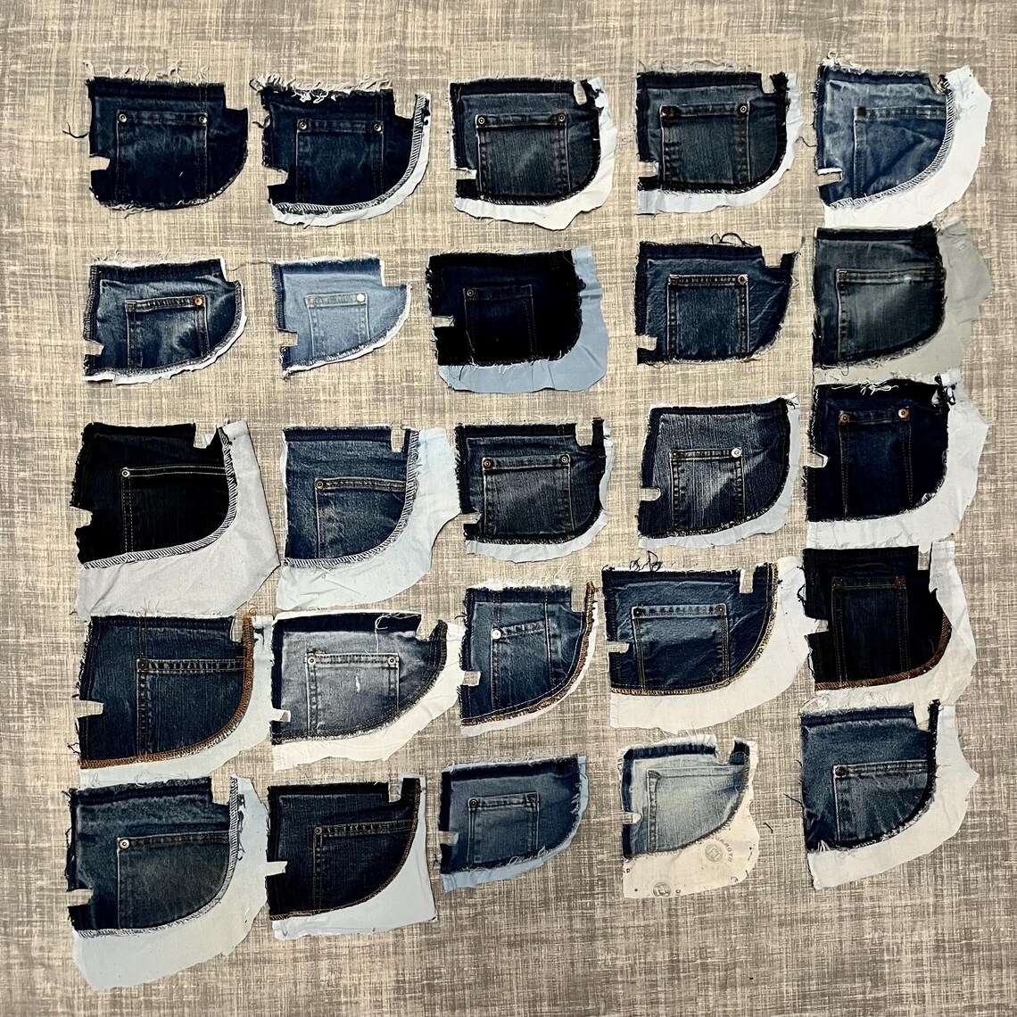 25 Jean Pockets, Salvaged Denim Jean Coin Pockets for Sewing, Crafting ...
