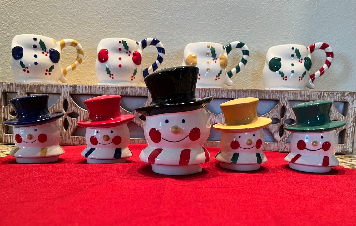 Temp-tations Ceramic Snowman Tea Set. 5 Pice Set. Teapot and 4 Mugs ...