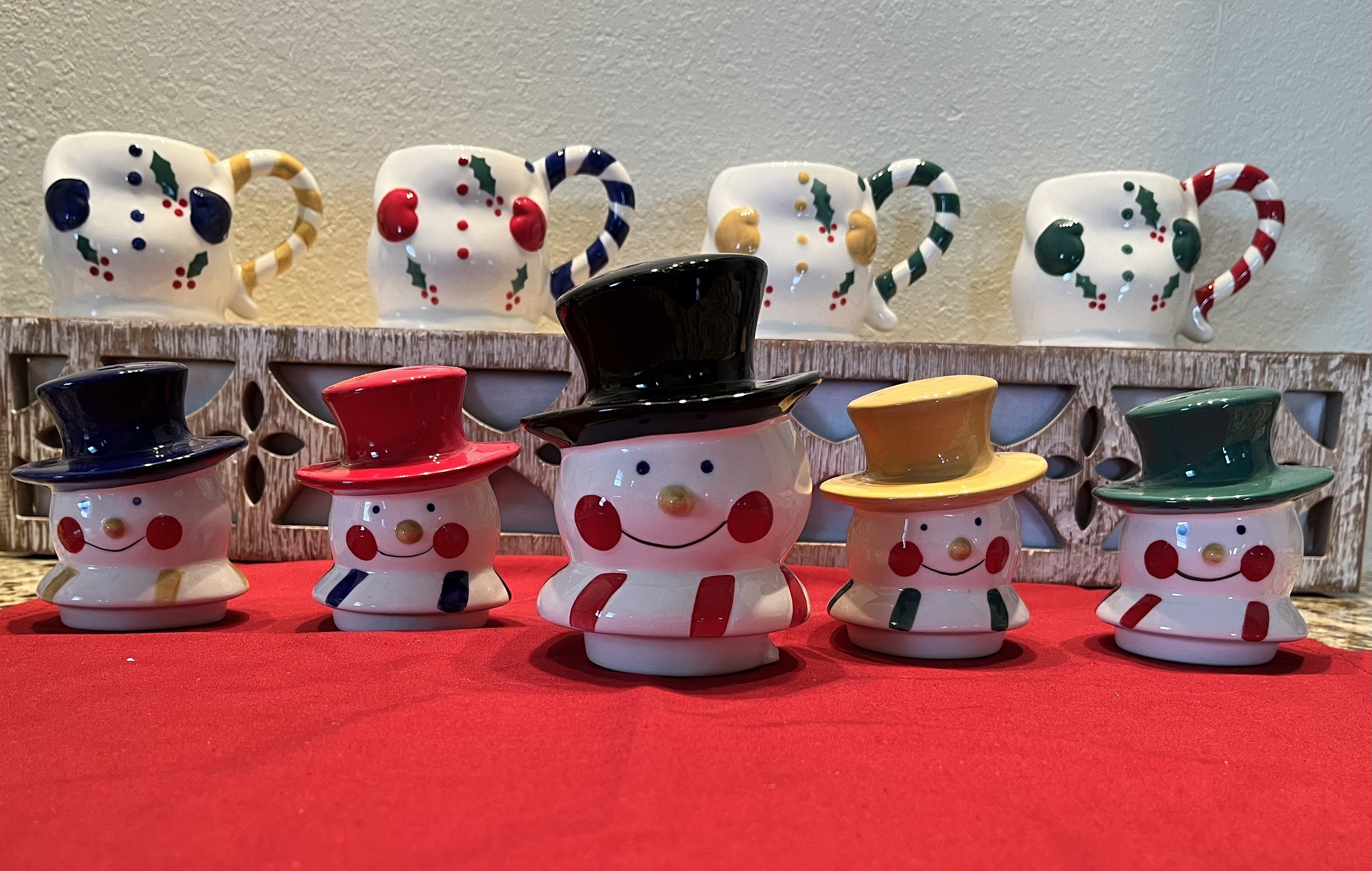Temp-tations Ceramic Snowman Tea Set. 5 Pice Set. Teapot and 4 Mugs ...