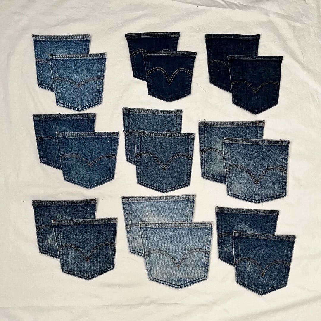 9 Sets of Levi Jean Pockets, Salvaged Denim Jean Back Pockets From ...