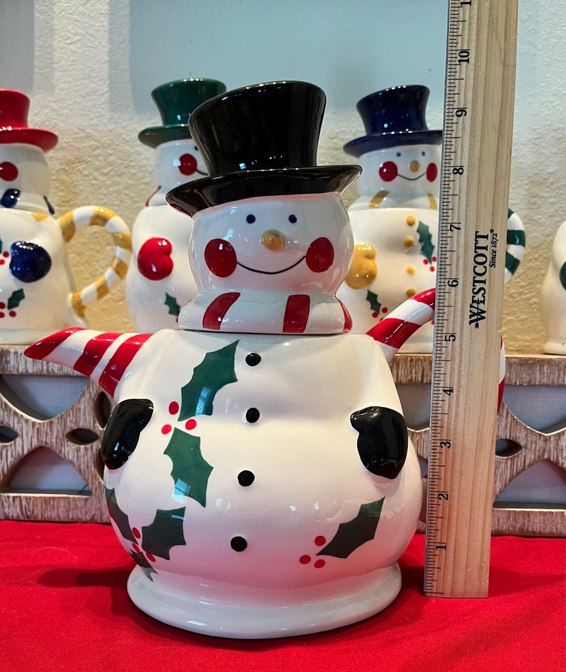 Temp-tations Ceramic Snowman Tea Set. 5 Pice Set. Teapot and 4 Mugs ...