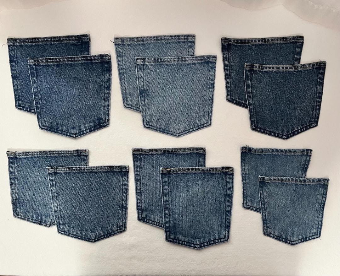 6 Sets of Jean Pockets, Salvaged Denim Jean Back Pockets From Reclaimed ...