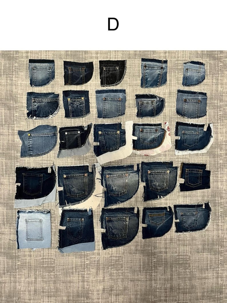25 Jean Pockets, Salvaged Denim Jean Coin Pockets for Sewing, Crafting ...
