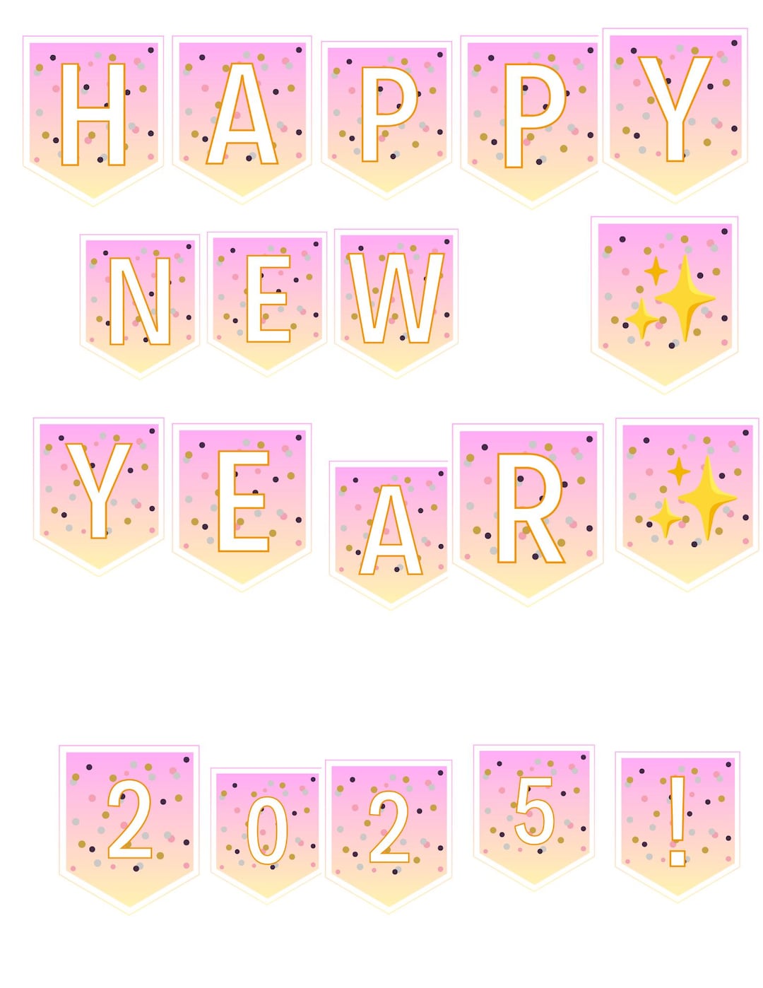 Happy New Year 2025! Printable Party Banner Digital Download PDF - Etsy