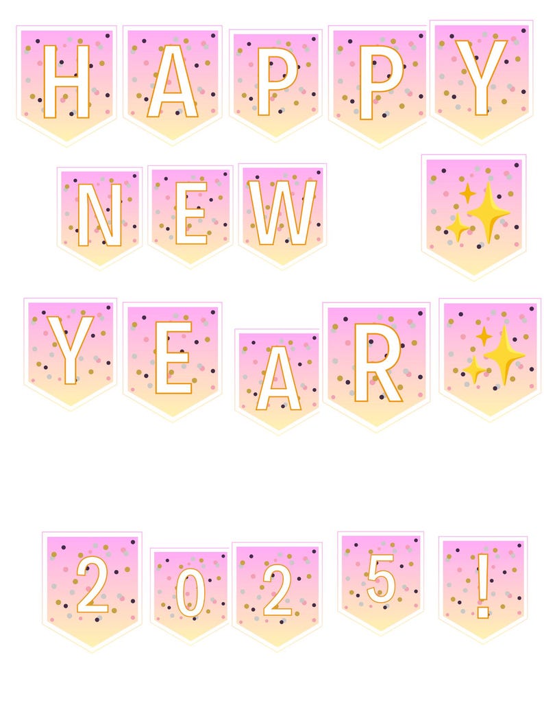 Happy New Year 2025! Printable Party Banner Digital Download PDF - Etsy