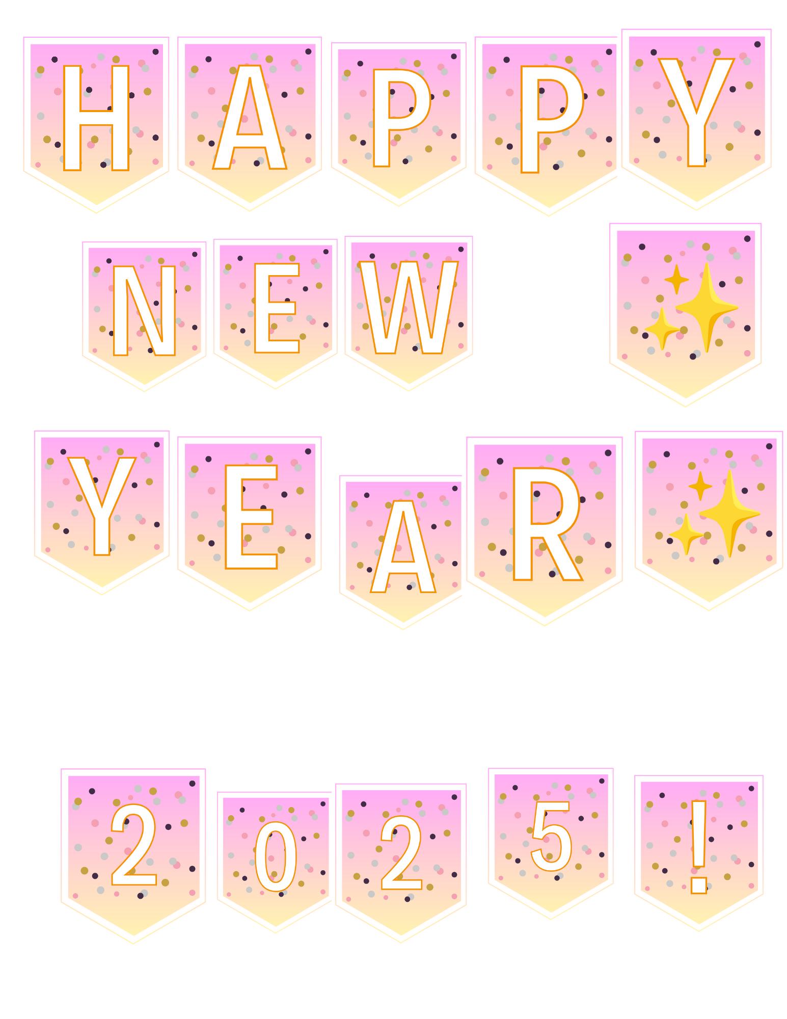 Happy New Year 2025! Printable Party Banner Digital Download PDF - Etsy