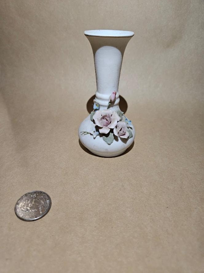 Vintage 1950s Lefton China Porcelain Miniature Vase With Rose Accents ...