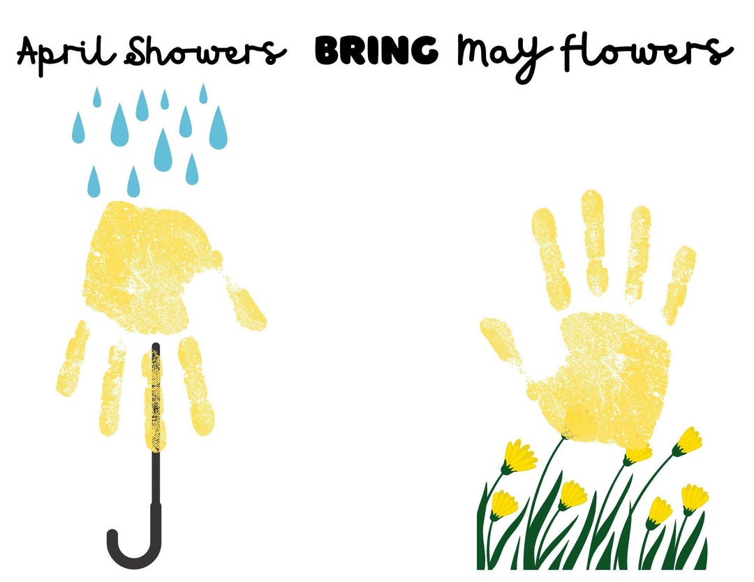 Hand Print Art / April Showers Bring May Flowers / DIY Gift / Spring ...