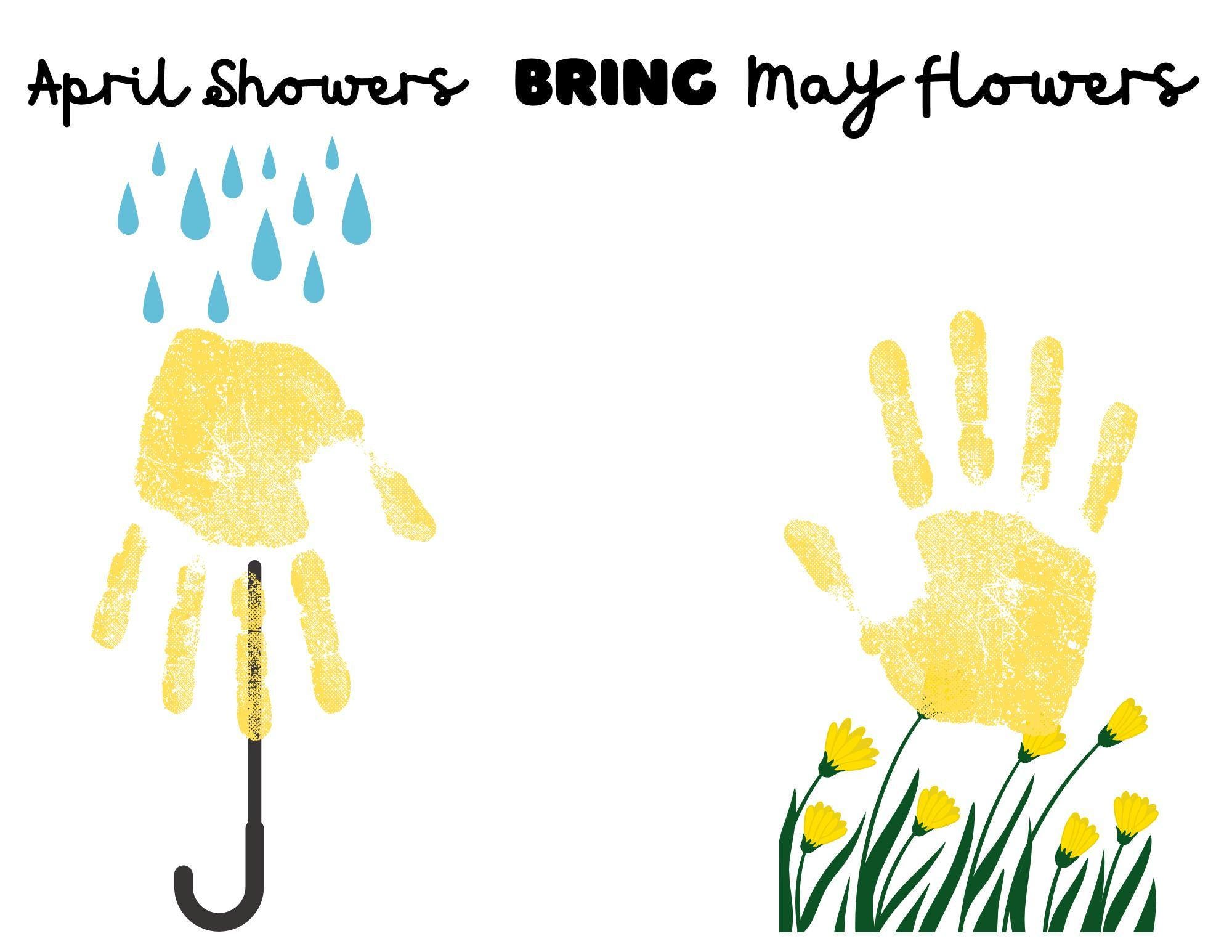 Hand Print Art / April Showers Bring May Flowers / DIY Gift / Spring ...